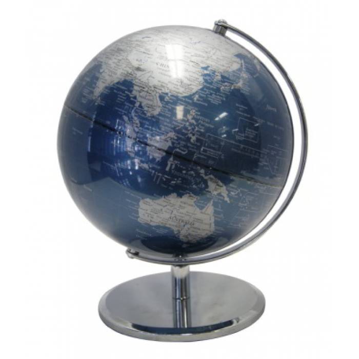 Heritage Metallic Blue Ocean 25cm World Globe