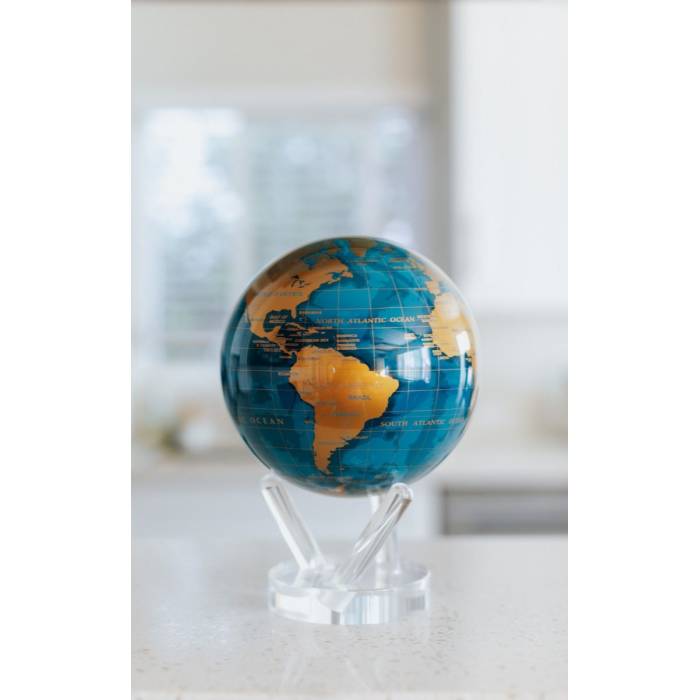 6" Blue and Gold World Globe